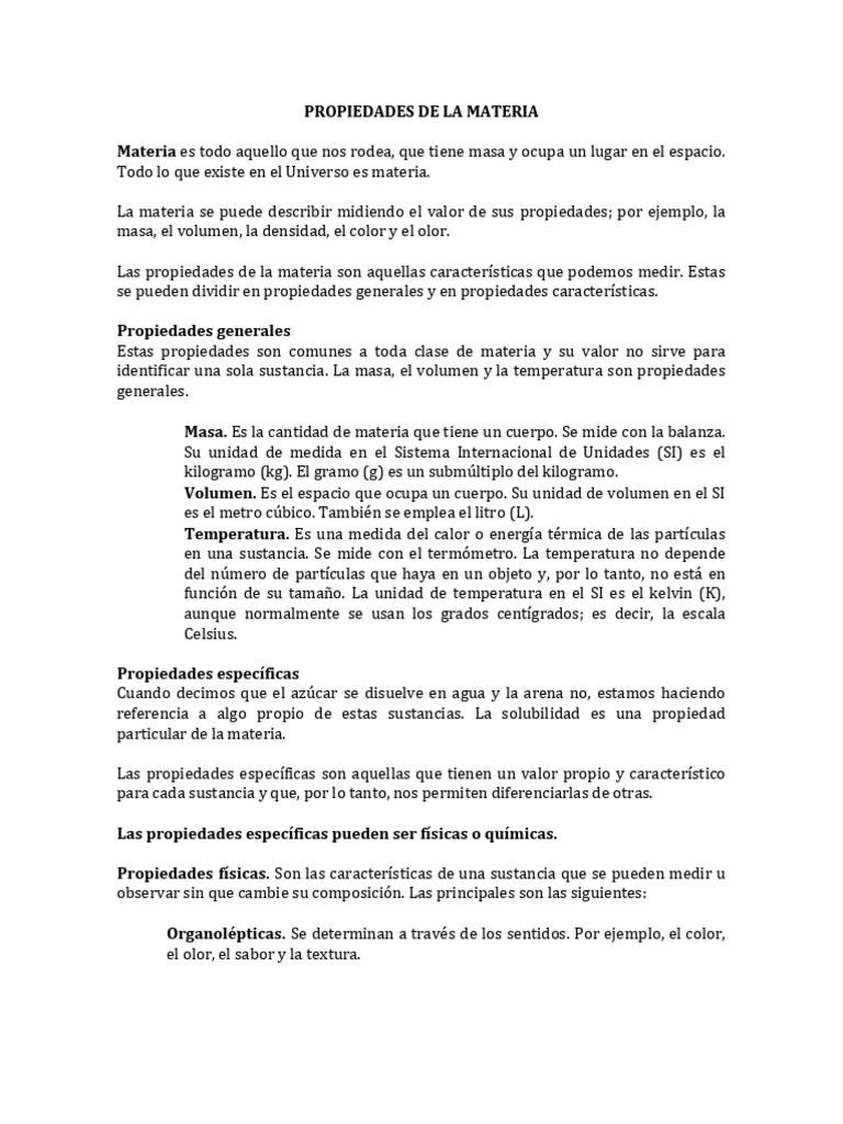 Propiedades de La Materia | PDF | Líquidos | Importar