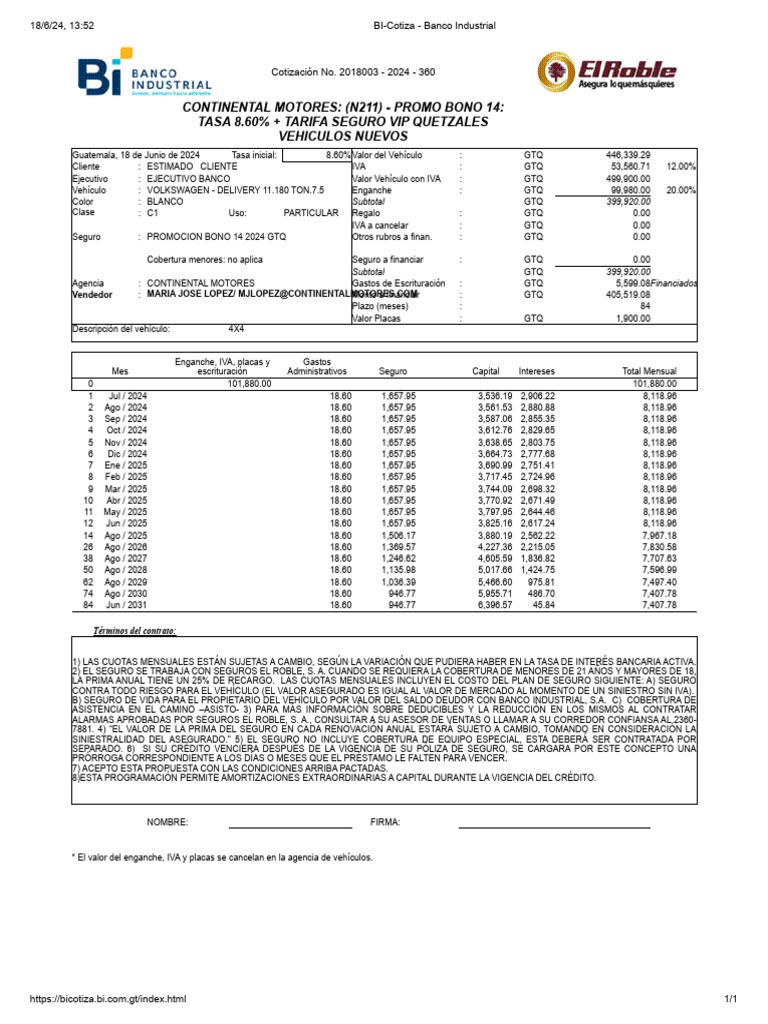 BI-Cotiza - Delivery 4x4 | PDF | Seguro | Business