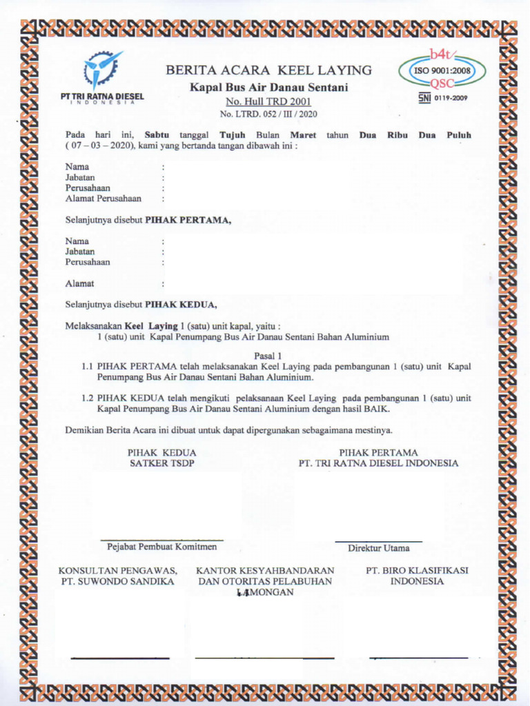 Berita Acara Keel Laying | PDF