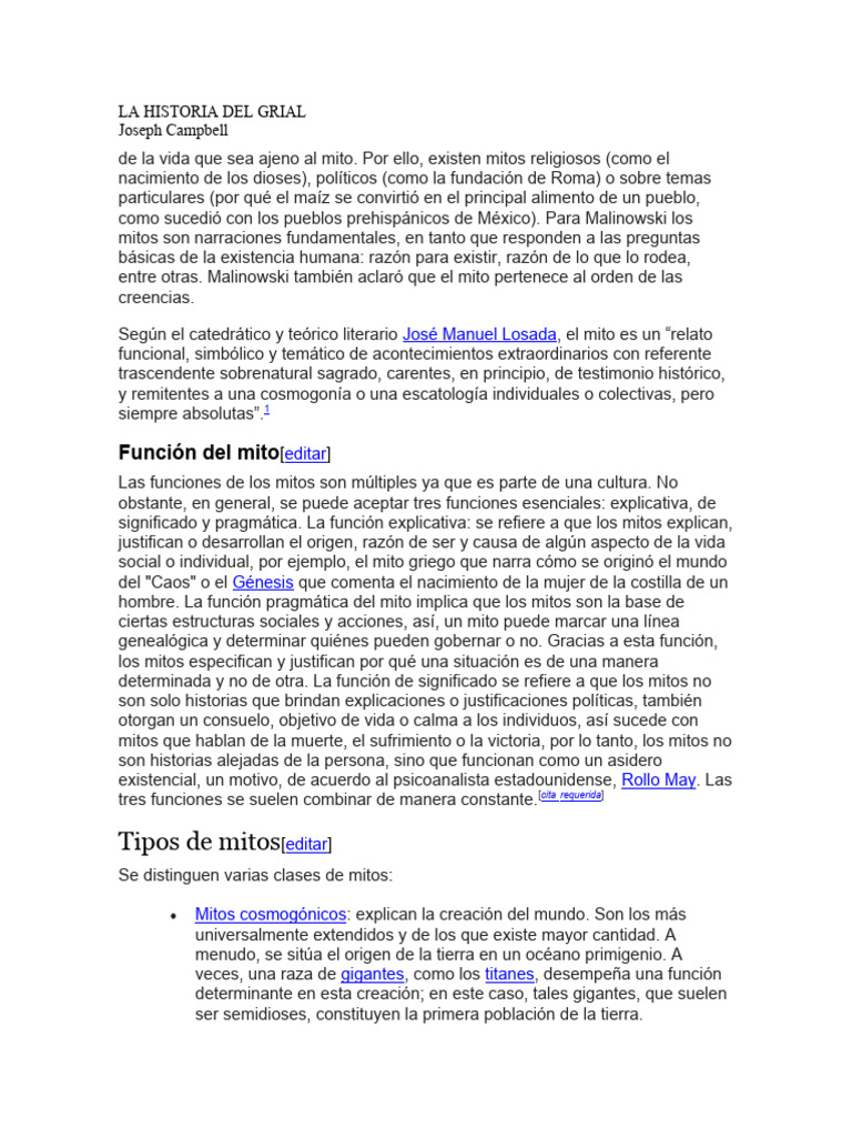 Mito Historia | PDF | Antropología De La Religión | Creencia religiosa y doctrina