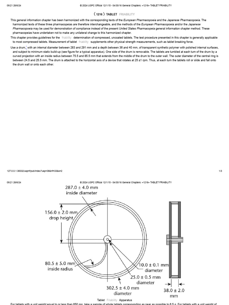 USP NF Friability | Download Free PDF | Tablet (Pharmacy)