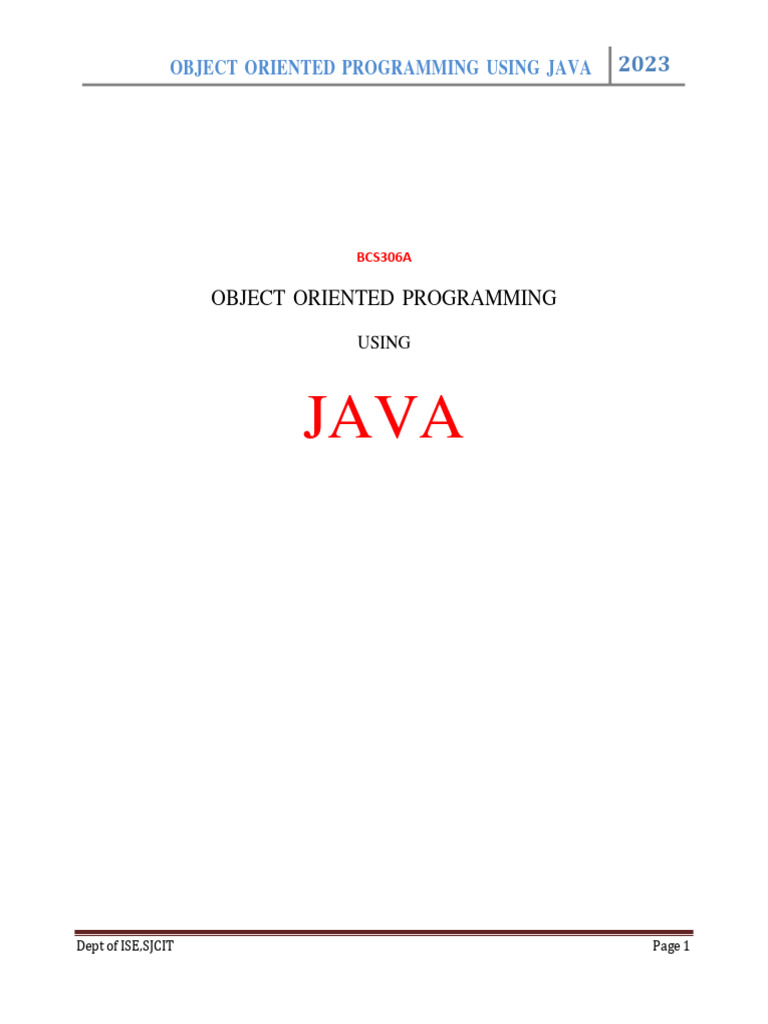 OOp With Java-Module1 Notes | PDF | Java (Programming Language) | Java ... OOp With Java-Module1 Notes | PDF | Java (Programming Language) | Java ...