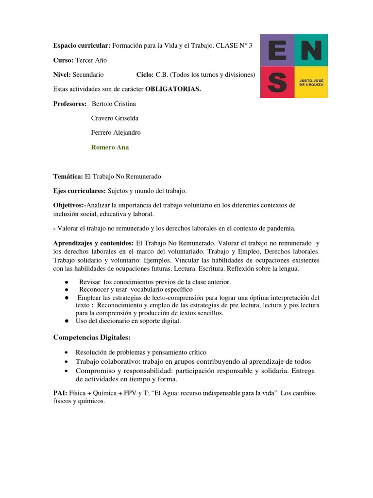 FVT - Tercer Año - Apunte 3 - PDF | PDF | Agua | Salario