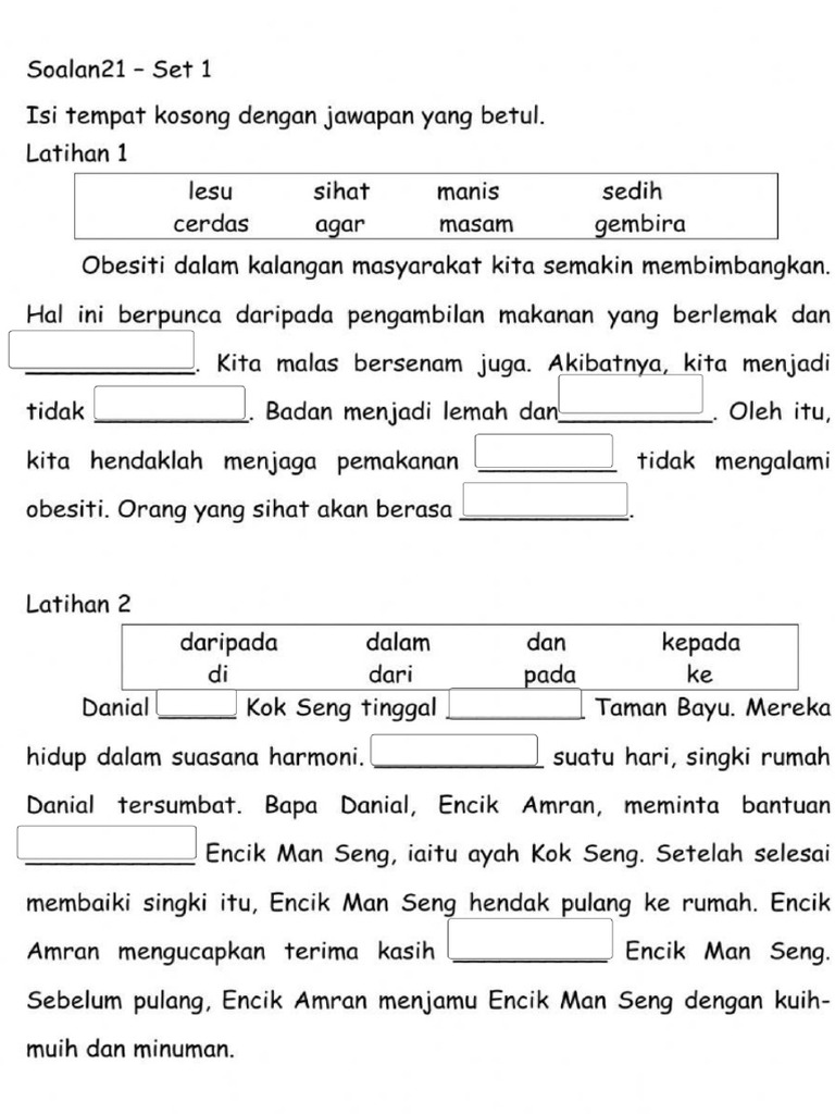 Bahasa Melayu Tahun 6 Soalan 21 Worksheet Live… | PDF