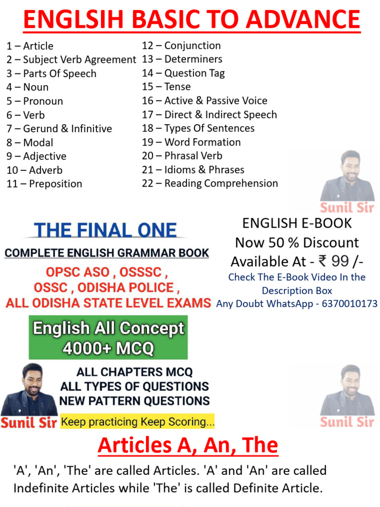 Complete English Grammar 10 Hours Youtube Class by Sunil Sir | PDF ...