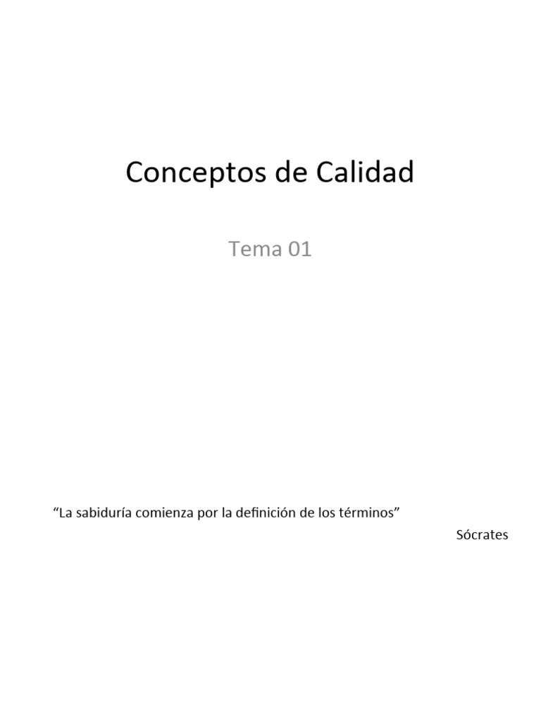 Tema 01 Conceptos de Calidad | PDF | Calidad (comercial) | Producto (Negocio)