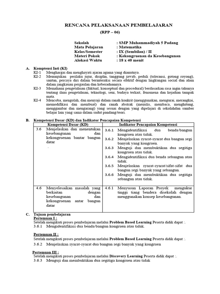 RPP 3. 6 Kesebangunan 2019 | PDF | Karier & Perkembangan