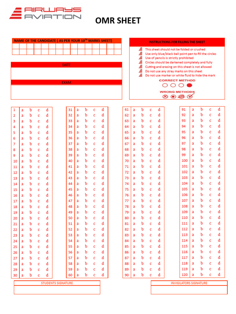 Omr Sheet | PDF | Writing Implements | Stationery