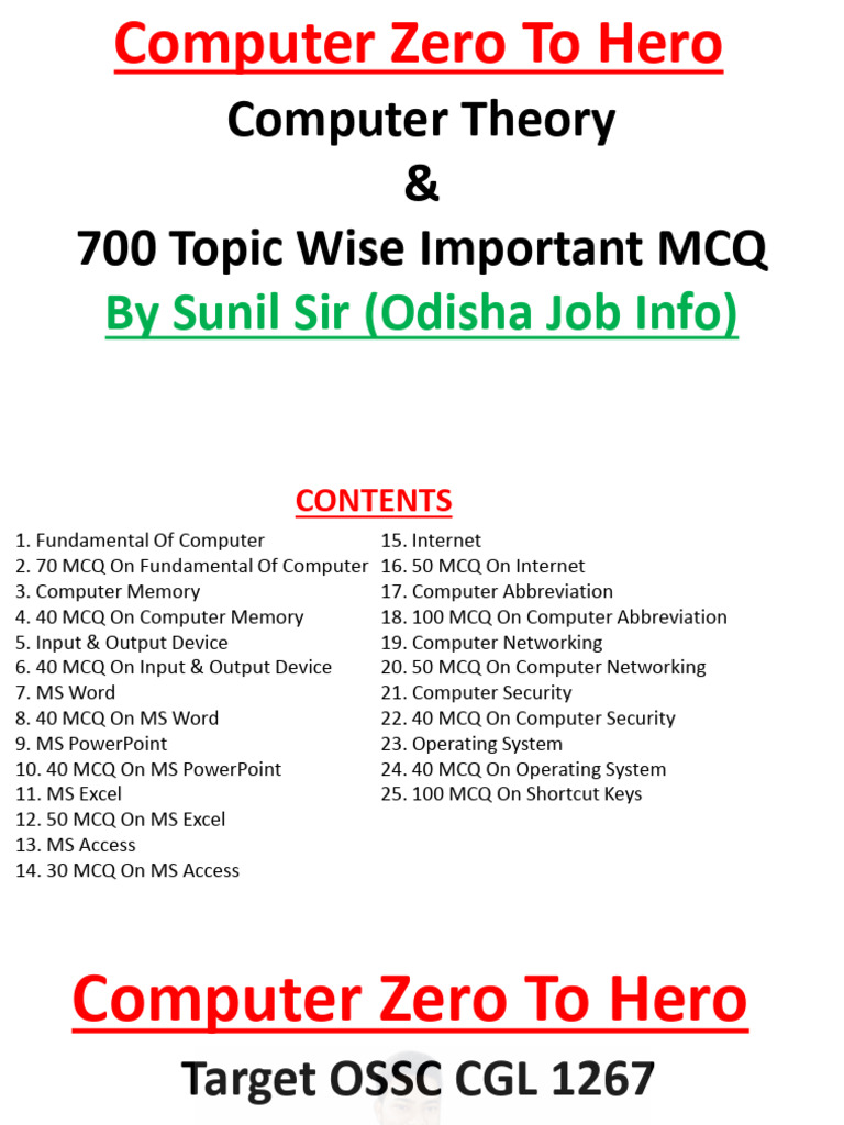 Computer Theory + 700 Topic Wise MCQ With Answer | PDF | Computer Data ...