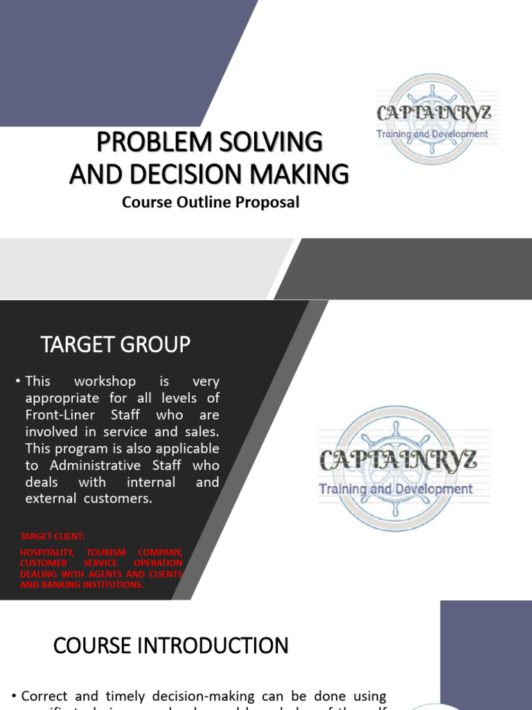 Problem Solving and Decision Making Course PROPOSAL | PDF | Decision ...