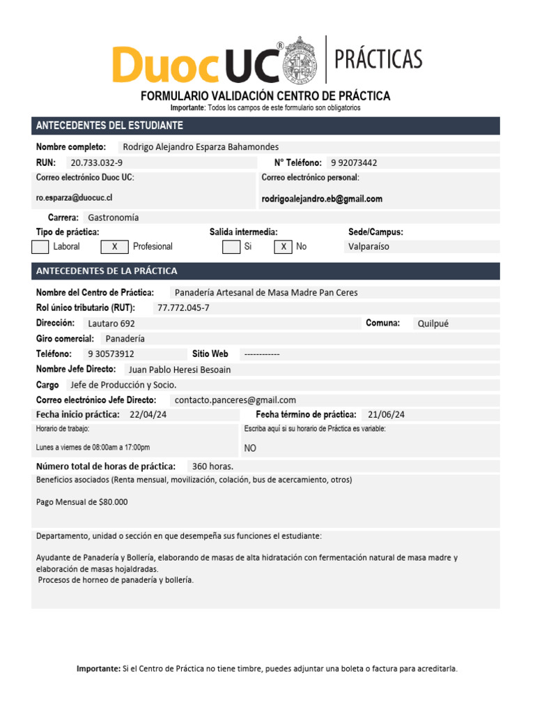 Formulario Validación Centro Práctica Profesional | PDF | Acoso sexual | Sexismo