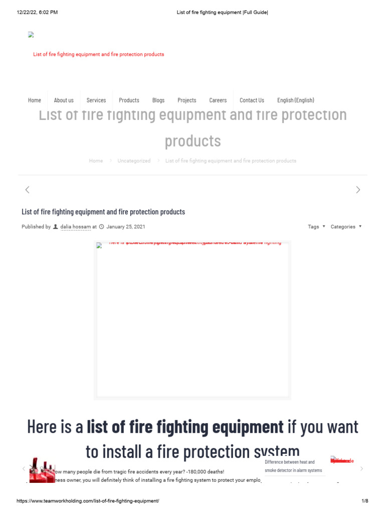 List of Fire Fighting Equipment - Full Guide | PDF | Firefighting ...