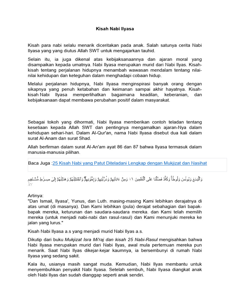 Kisah Nabi Ilyas | PDF | Ilmu Sosial | Sejarah