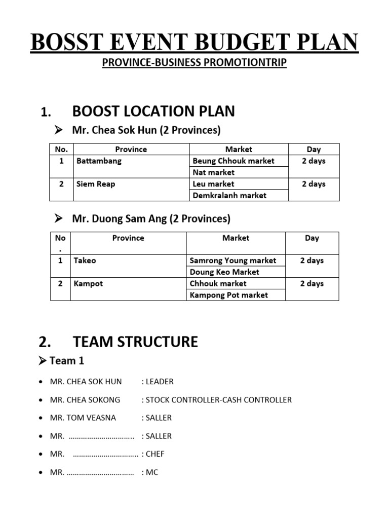 Bosst Event Budget Plan | PDF
