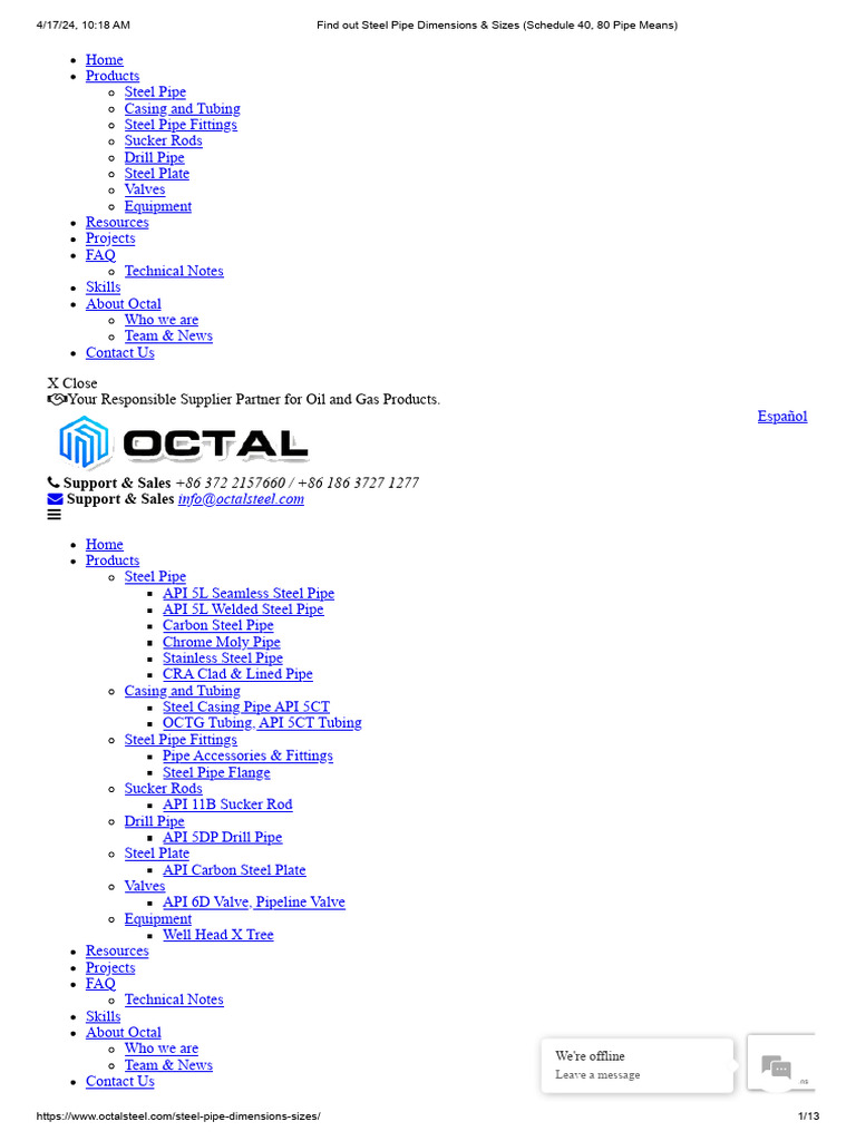 Steel Pipe Dimensions & Schedules Guide | PDF | Pipe (Fluid Conveyance ...