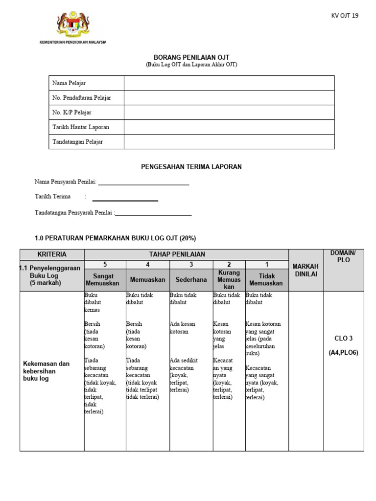 KVOJT 19 (2020) - Borang Baru PKP | PDF