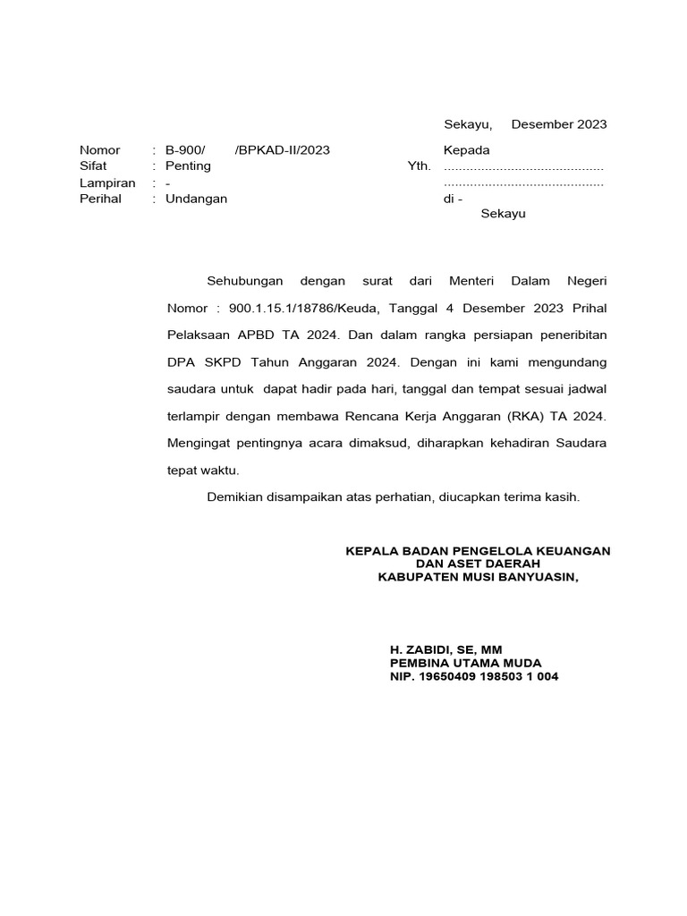 Undangan Verifikasi DPA 2024 | PDF