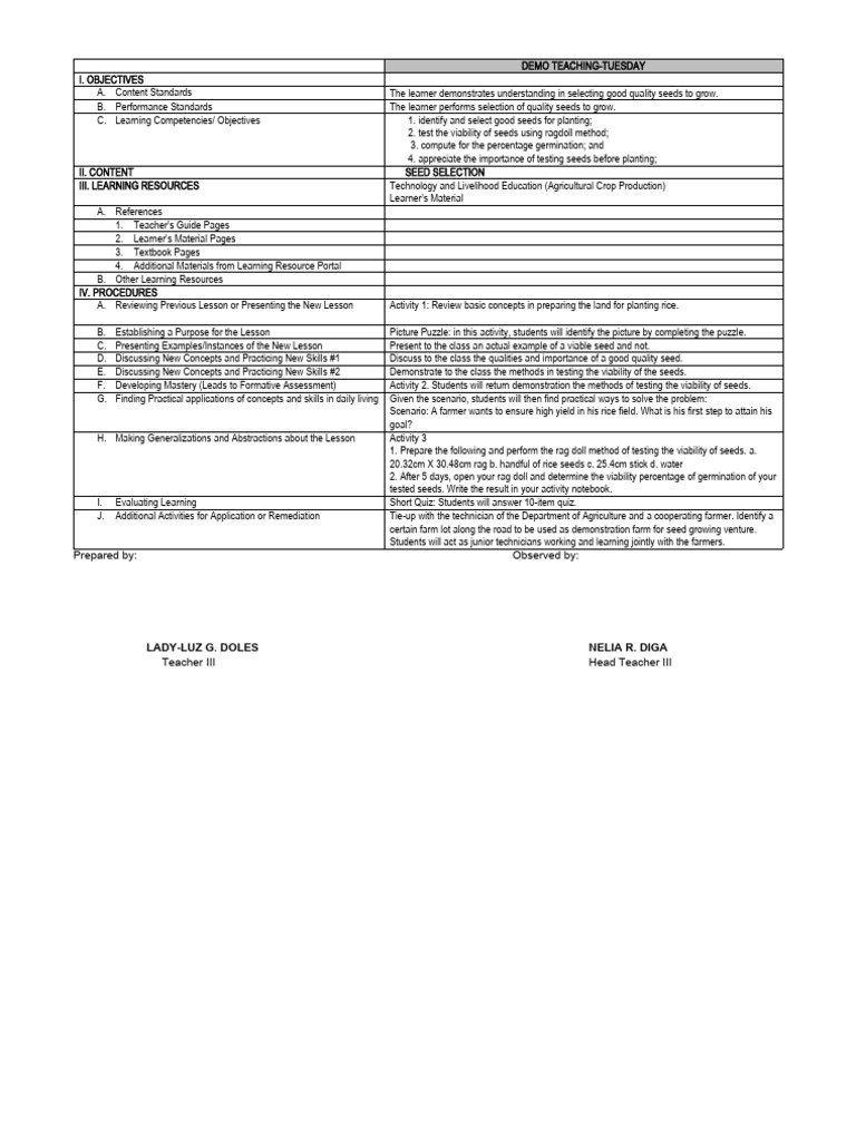 DLL-DEMOIN TLE 2nd Quarter | PDF | Learning | Seed