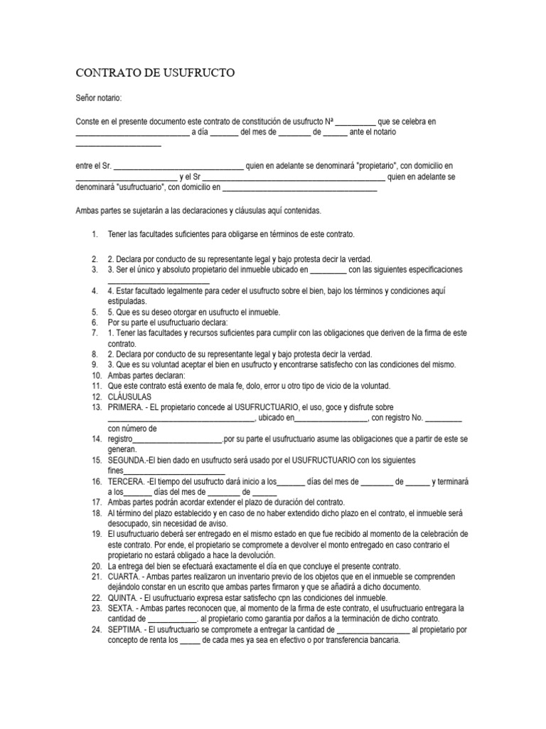 Contrato de Usufructo | PDF