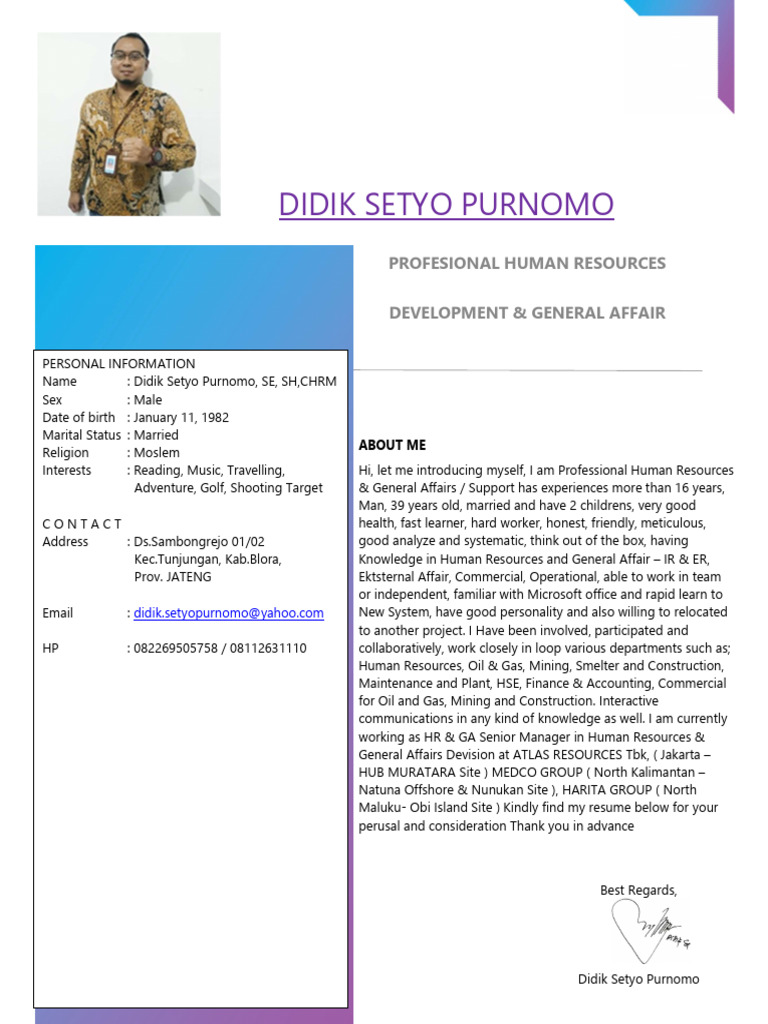 CONTOH CV | PDF | Employment | Human Resource Management