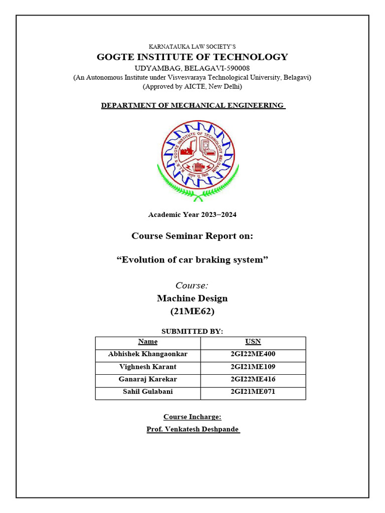 MD Report | PDF | Brake | Anti Lock Braking System