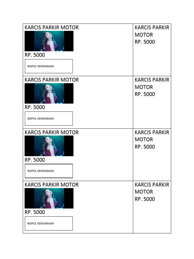 Karcis Parkir Motor | PDF | Griya & Taman