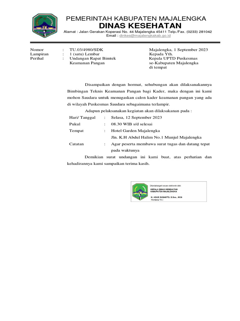 Surat Undangan Peserta Kader | PDF