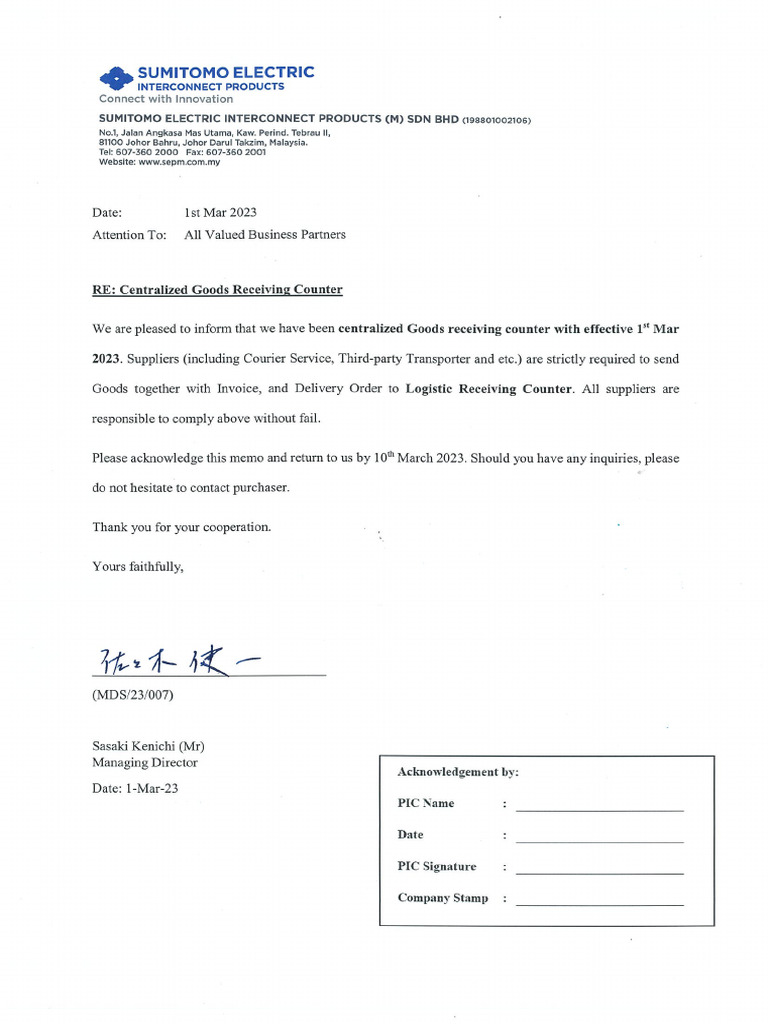 15.memo - Centralized of Goods Receiving Counter | PDF