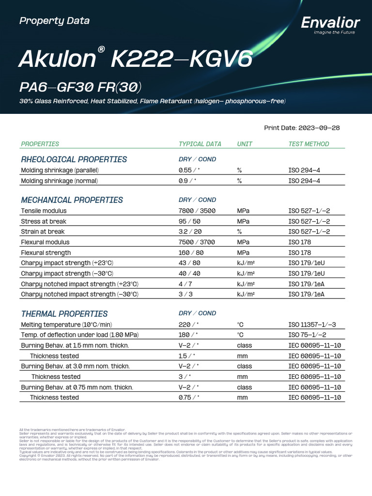 Akulon K222 KGV6 en SI | PDF | Strength Of Materials | Young's Modulus