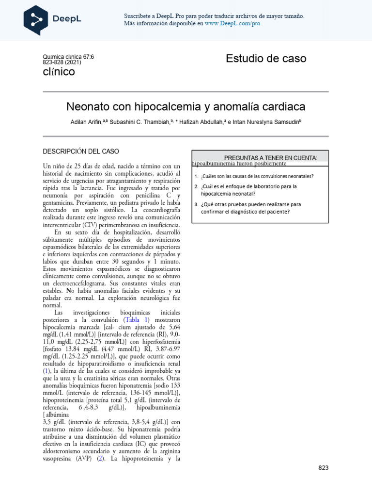 1, A Neonate With Hypocalcemia and Cardiac Anomaly Es | PDF | Medicina CLINICA | Especialidades ...