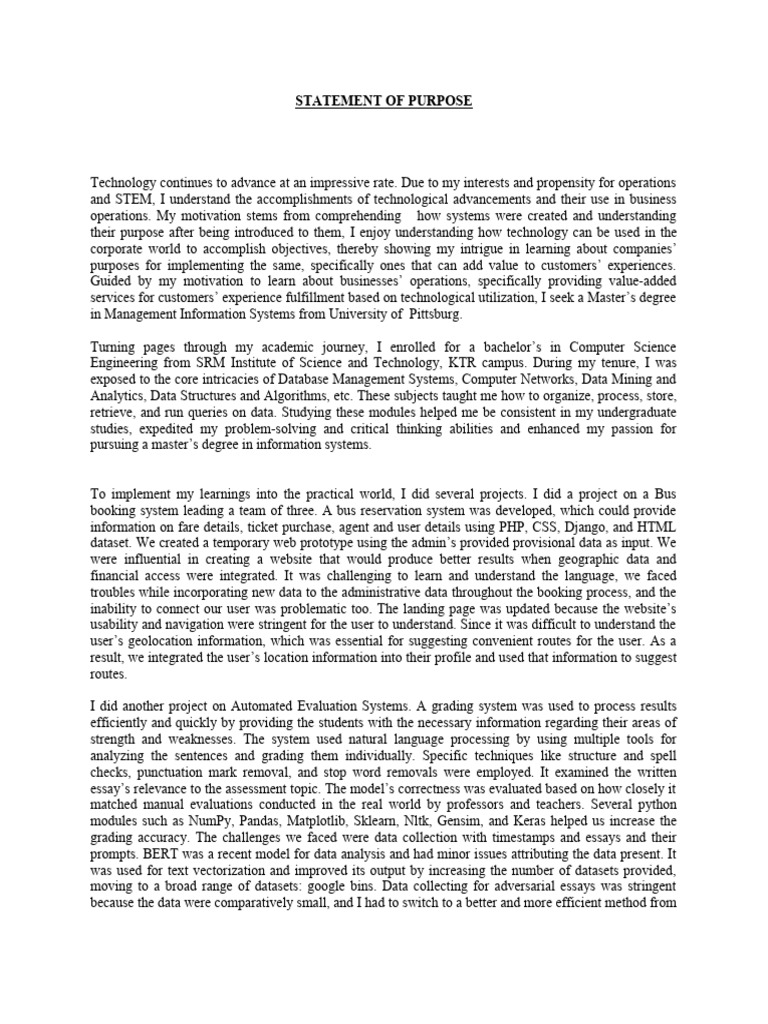 STATEMENT OF PURPOSE - Northeastern University | PDF | Cloud Computing | Computing