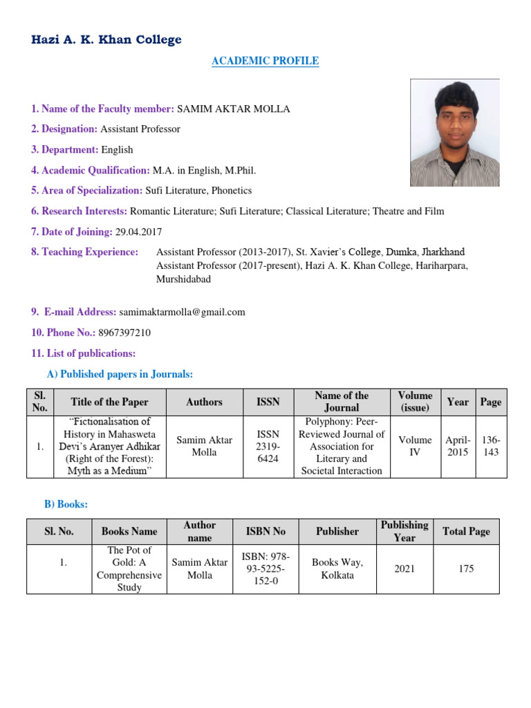 2 - 1 - Samim Aktar Molla Academic Profile | PDF | Human Communication