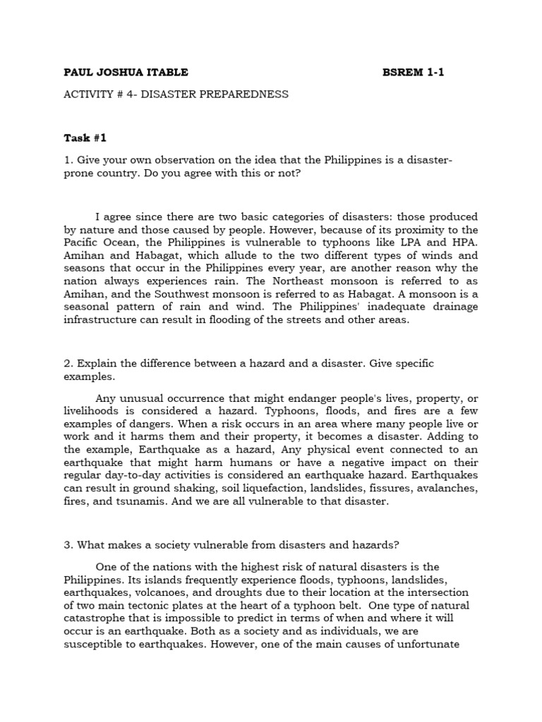 Itable Cwts-Activityno.4 | PDF | Earthquakes | Natural Disasters
