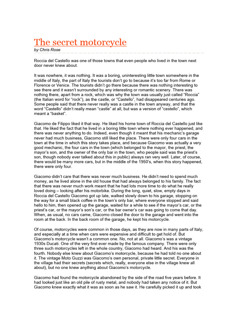 The Secret Motorcycle 1° SW | PDF