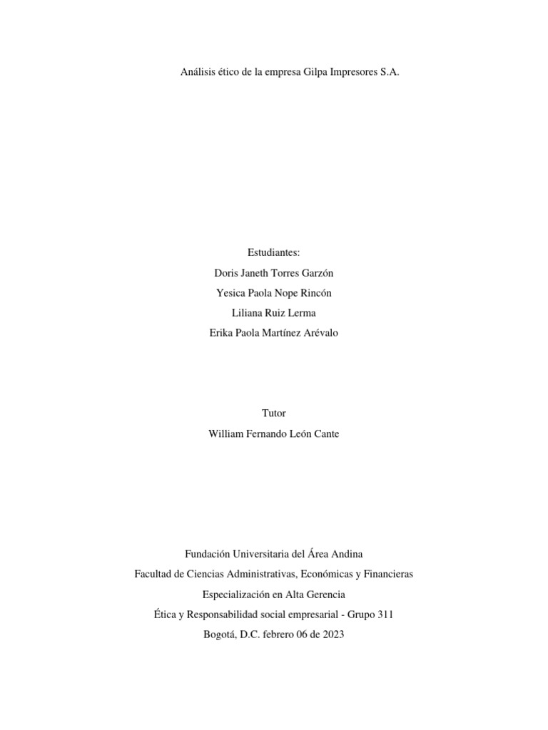 Análisis Ético en Gilpa Impresores | PDF | Calidad (comercial) | Business