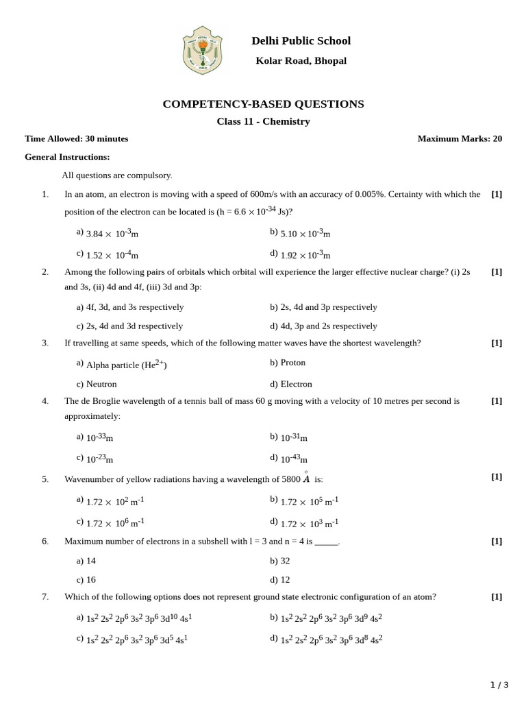 Mock Test - Structure of Atom | PDF | Electron | Atomic Orbital