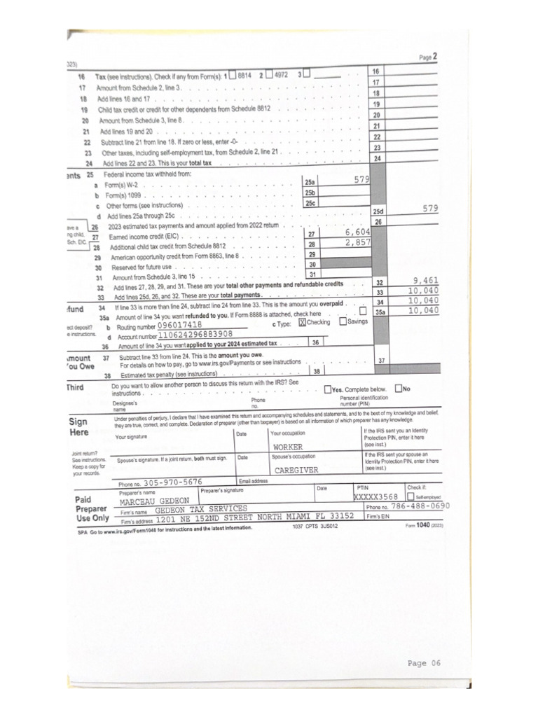 Tax (See Instructions) - Check If Any From Form(s) 1 | PDF