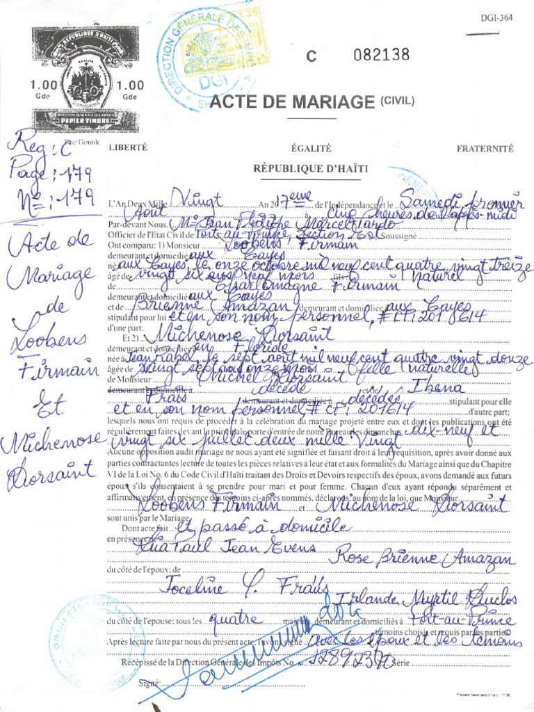 Acte de Mariage (Civil) | PDF