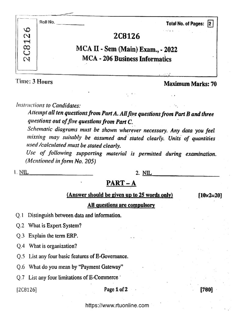 Mca 2 Sem Business Informatics 2c8126 2022 | PDF