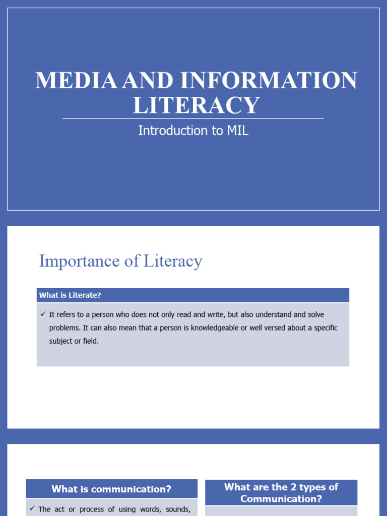 Media and Information Literacy - (Intro To MIL-Module 1) | PDF | Communication | Information