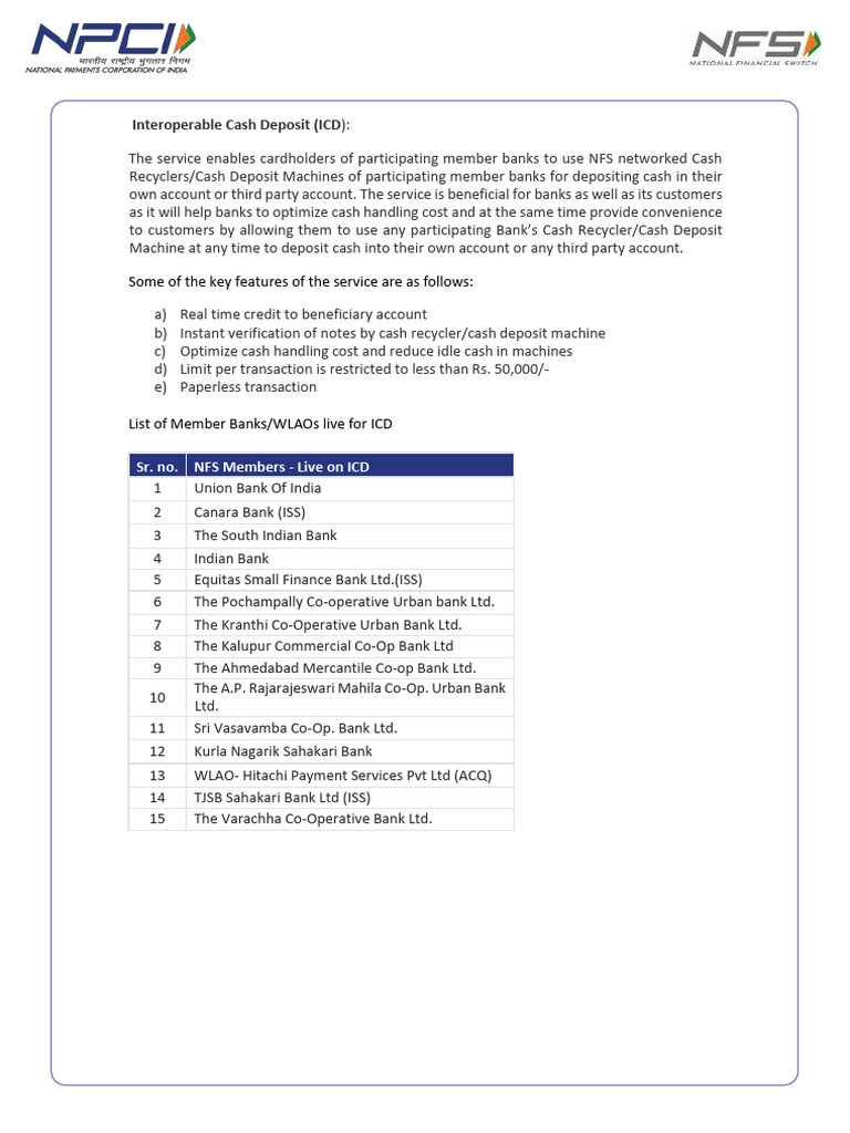 Interoperable Cash Deposit Overview | PDF