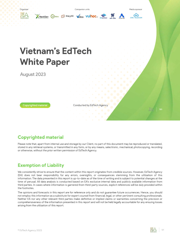 Vietnam's EdTech White Paper 2023 | PDF | Educational Technology | Mergers And Acquisitions