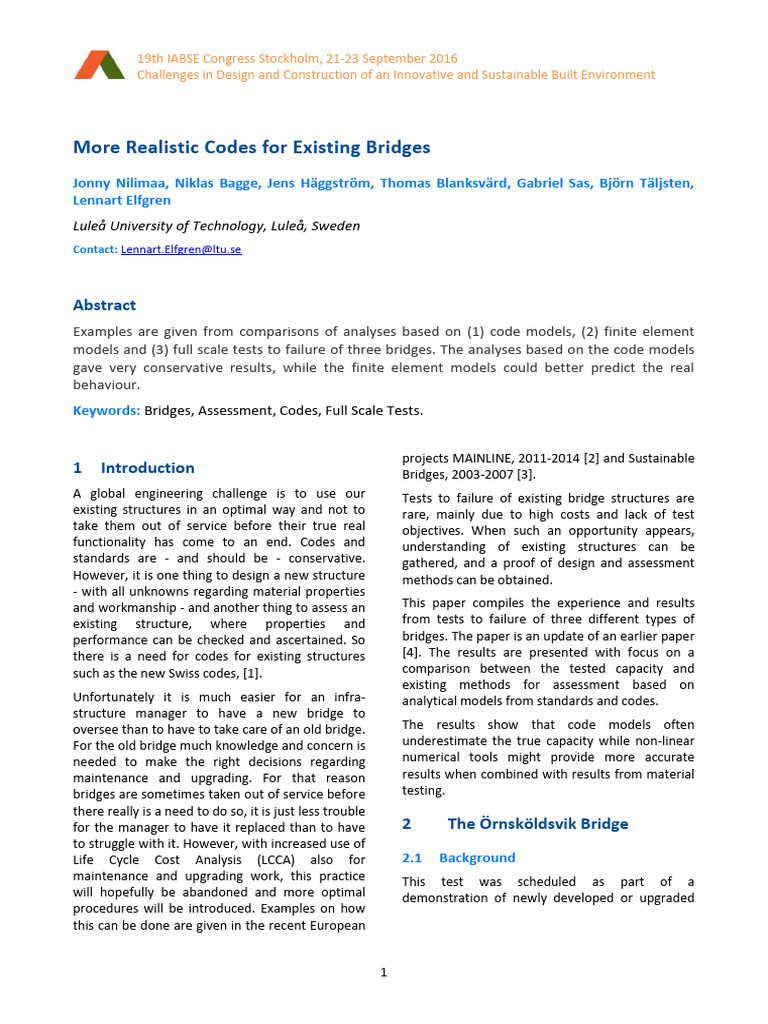 More Realistic Codes For Existing Bridge | PDF | Bending | Bridge