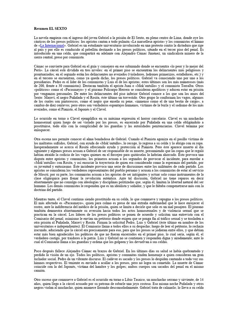 Resumen EL SEXTO | PDF