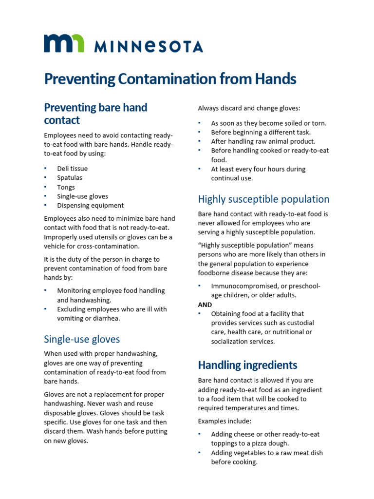 Preventing Contamination From Hands | PDF | Hand Washing | Foods