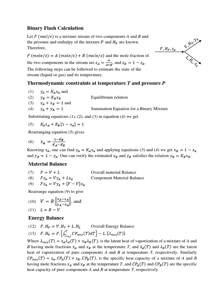 Binary Flash Calculation e | PDF | Branches Of Thermodynamics | Continuum Mechanics