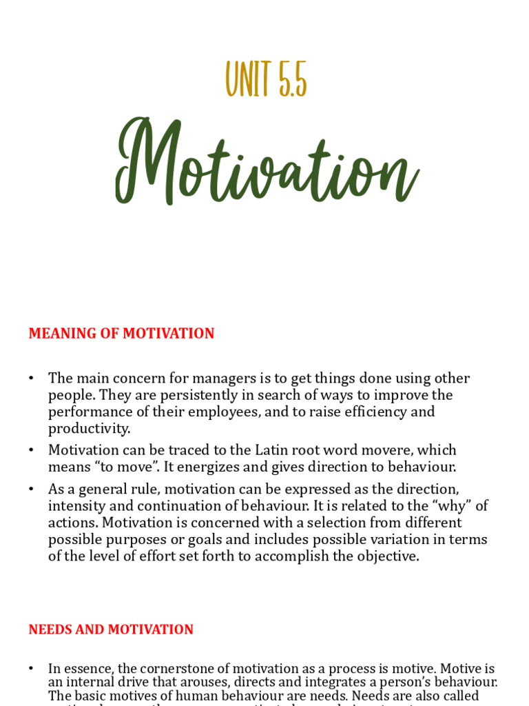 5.5 Motivation | PDF | Motivational | Motivation