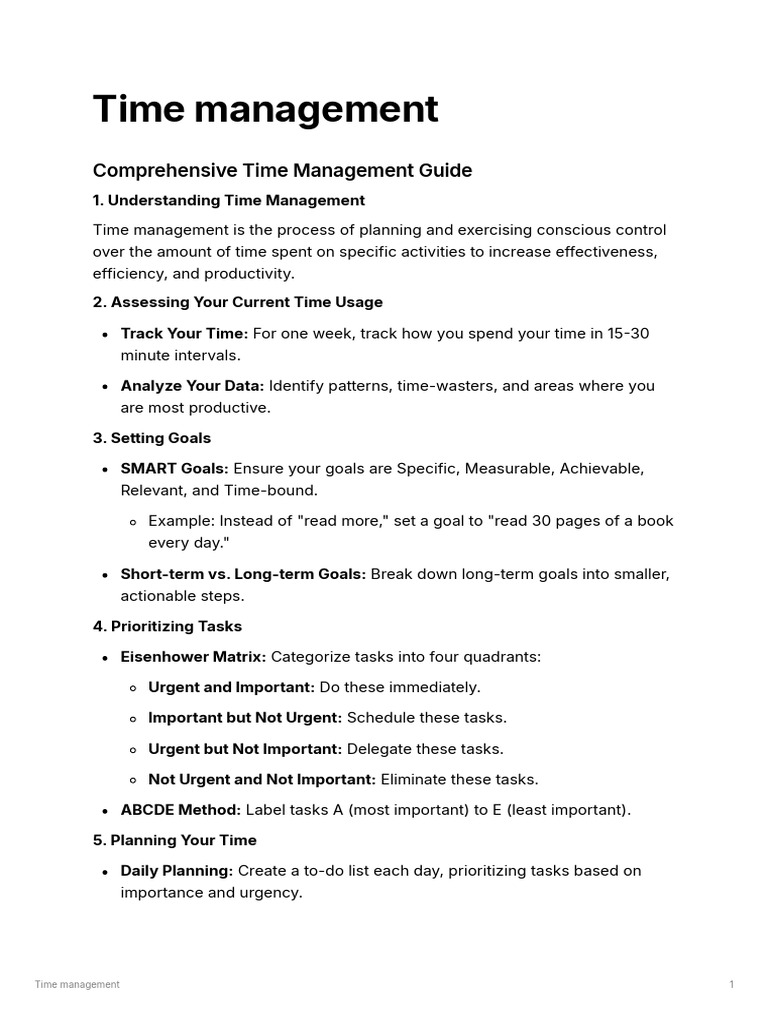 Time management guide | PDF | Time Management | Professional Skills