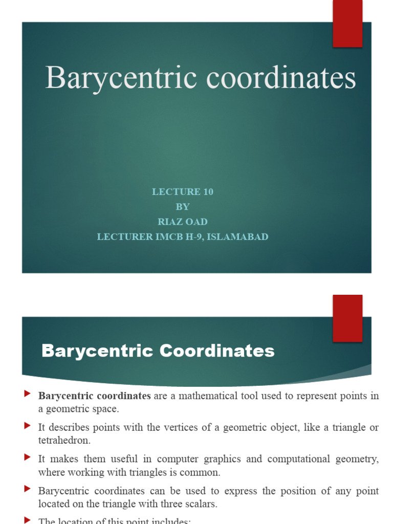 Lec 10 - Barycentric Coordinates | PDF | Differential Geometry ... Lec 10 - Barycentric Coordinates | PDF | Differential Geometry ...