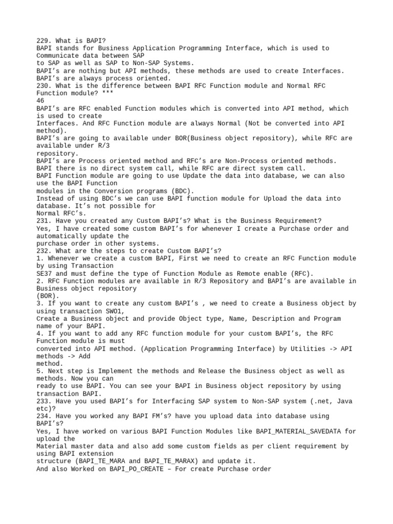 BAPI | PDF | Databases | Object (Computer Science)